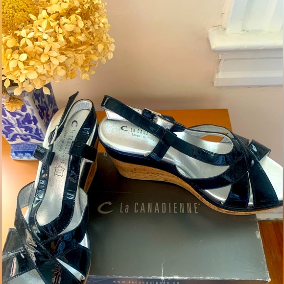 La CANADIENNE | Shoes | La Canadienne Ada Black Patent Leather And Cork ...